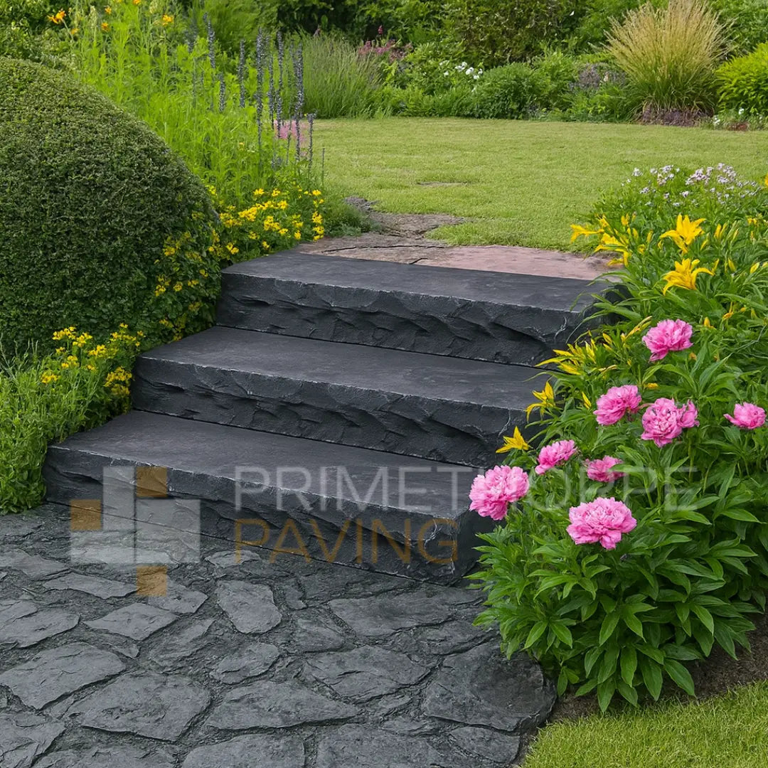 Kota Black Limestone - Rustic Dressed Steps